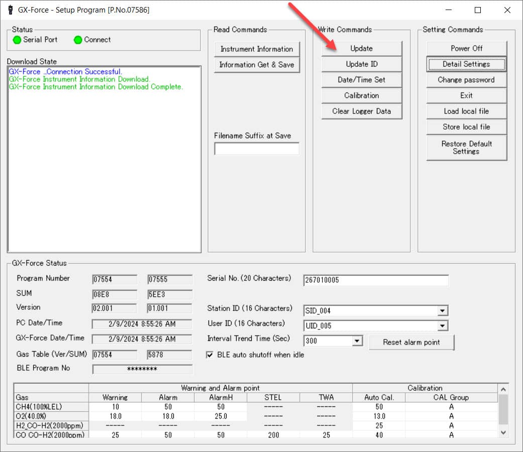 GX-Force Firmware Update | RKI Instruments